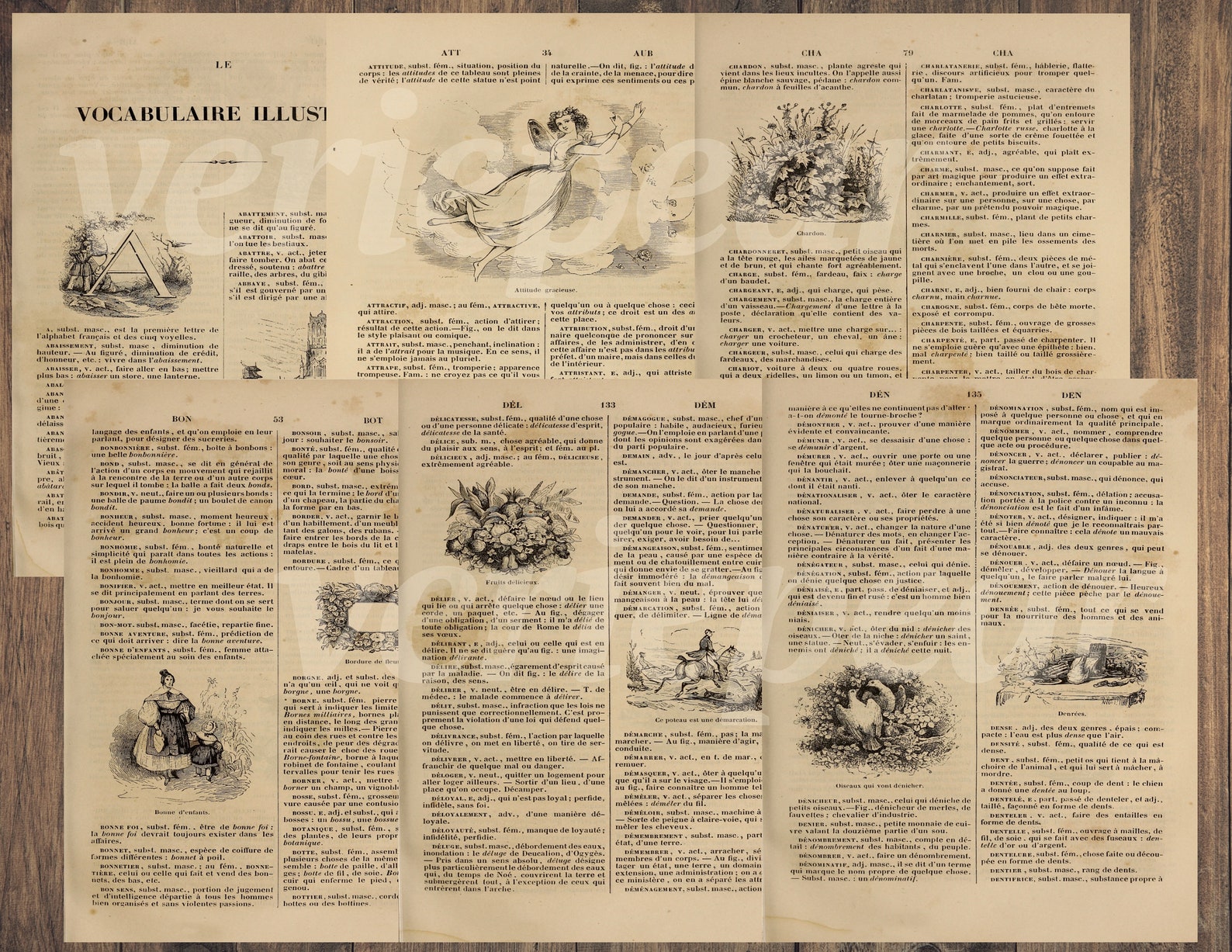 Vintage French Dictionary Pages | 22 Pc | Digital Junk Journal Ephemera ...