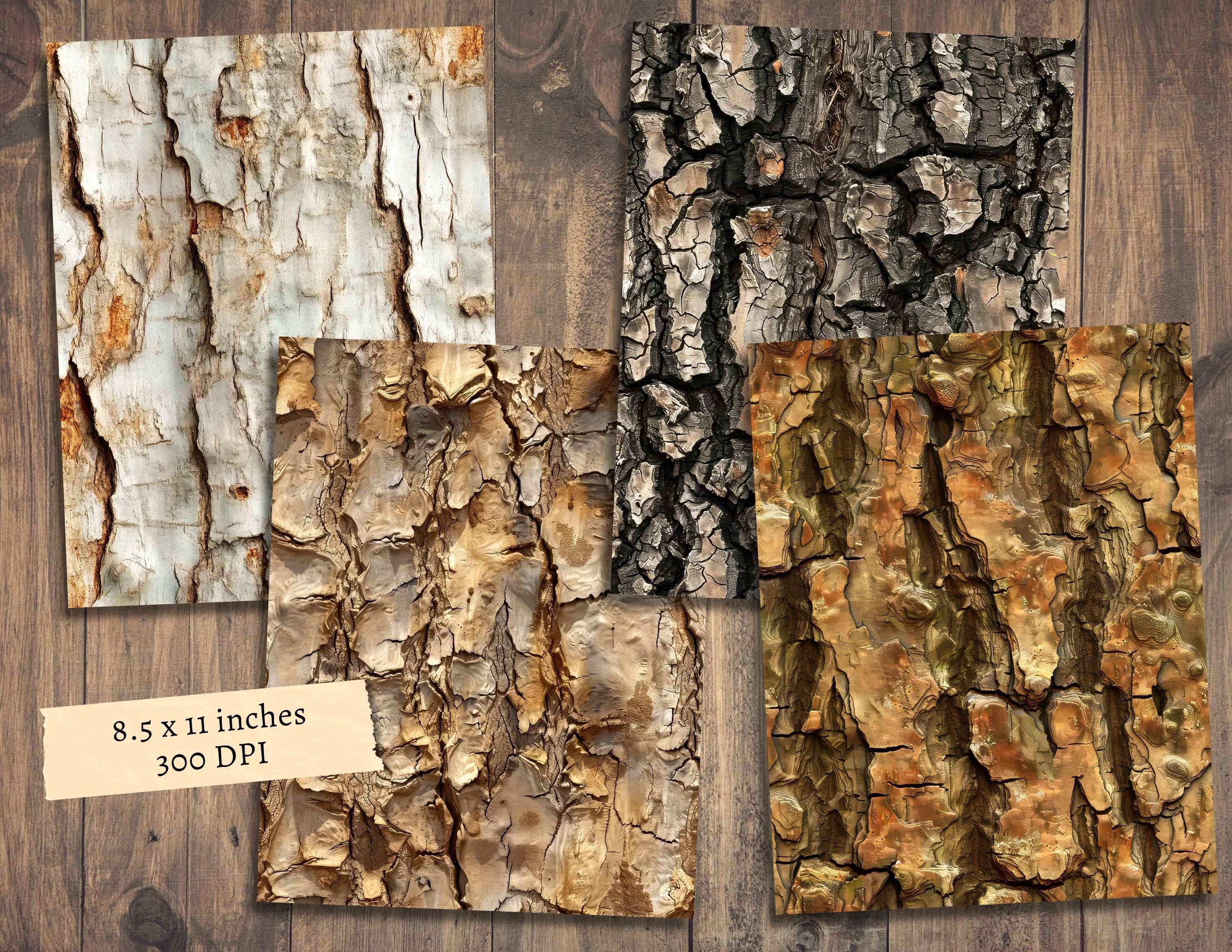 Tree Bark Textures Digital Papers, Scrapbook Kit, Rustic Wooden ...