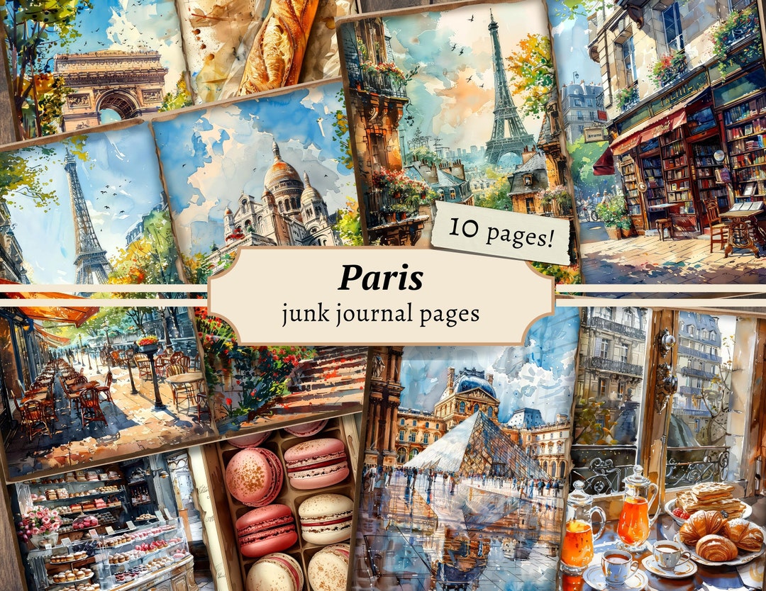 Paris Junk Journal Pages, Digital French Scrapbook Paper, France ...