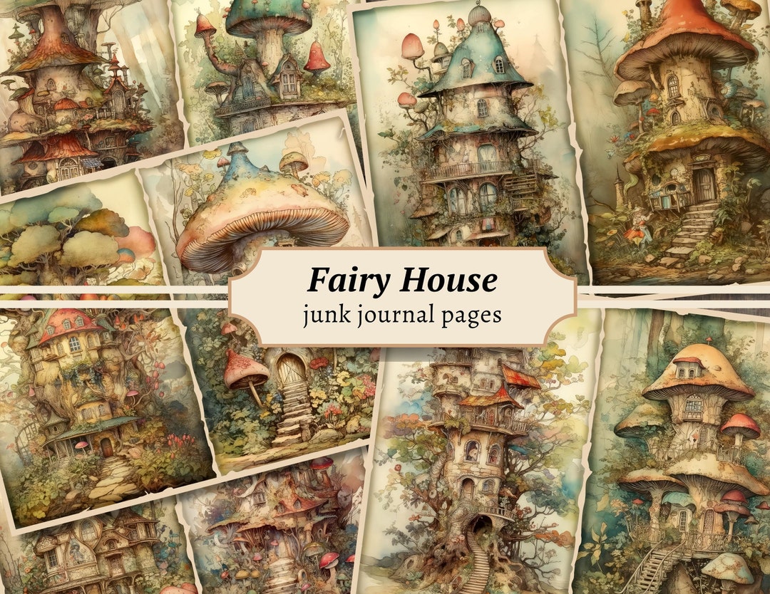 Fairy House Junk Journal Pages, Digital Fantasy Forest Scrapbook Paper ...