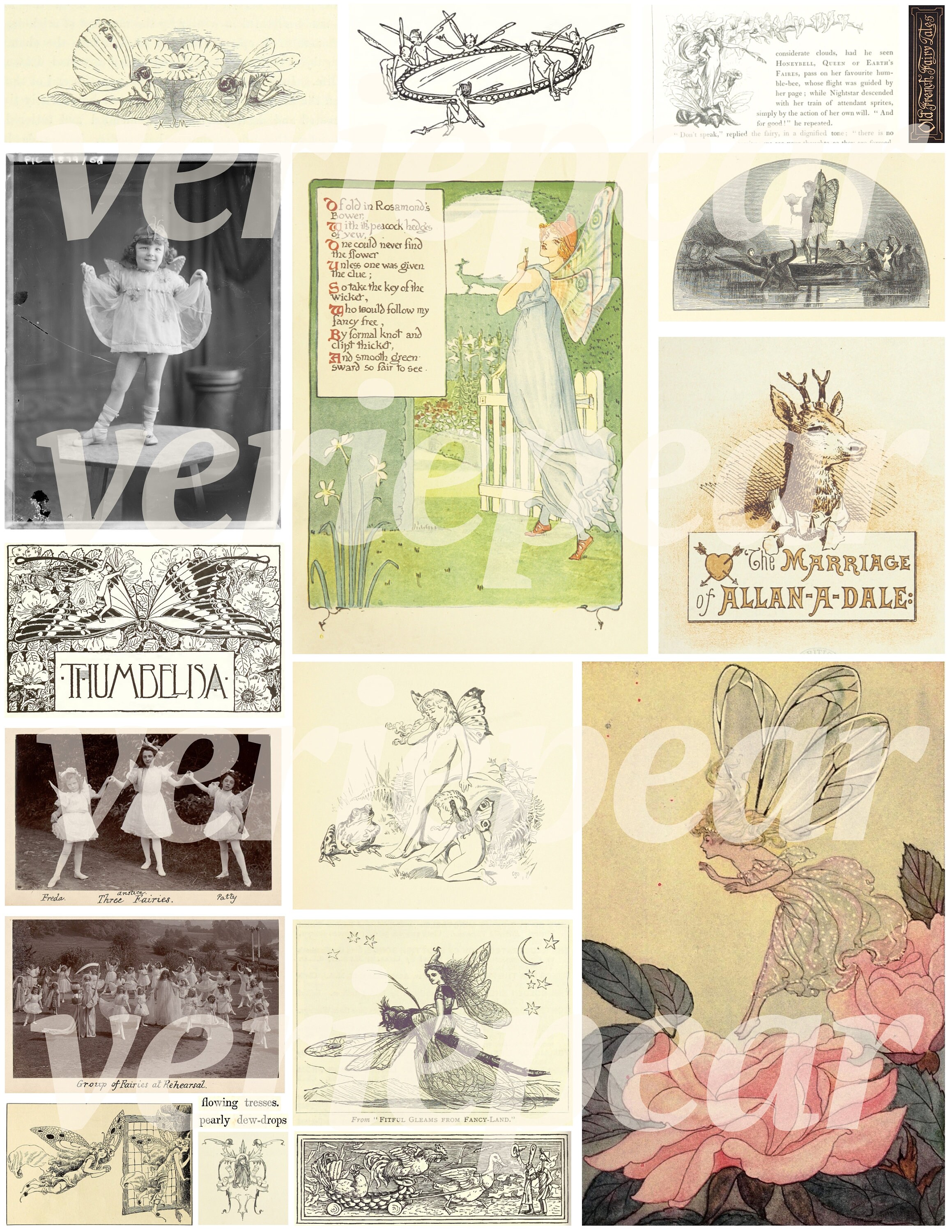 Vintage Fairy Ephemera | 70+ Pc | Printable Faerie Kit | Digital Junk ...
