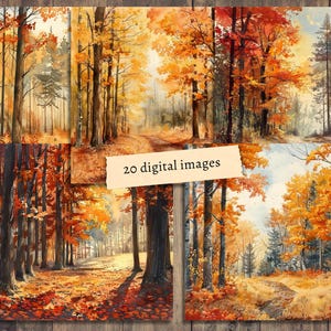 Autumn Forest Digital Papers, Junk Journal Page, Woodland Scrapbook Kit ...