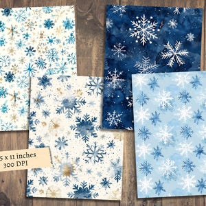 Snowflakes Digital Papers, Winter Snow Scrapbook Kit, Christmas ...