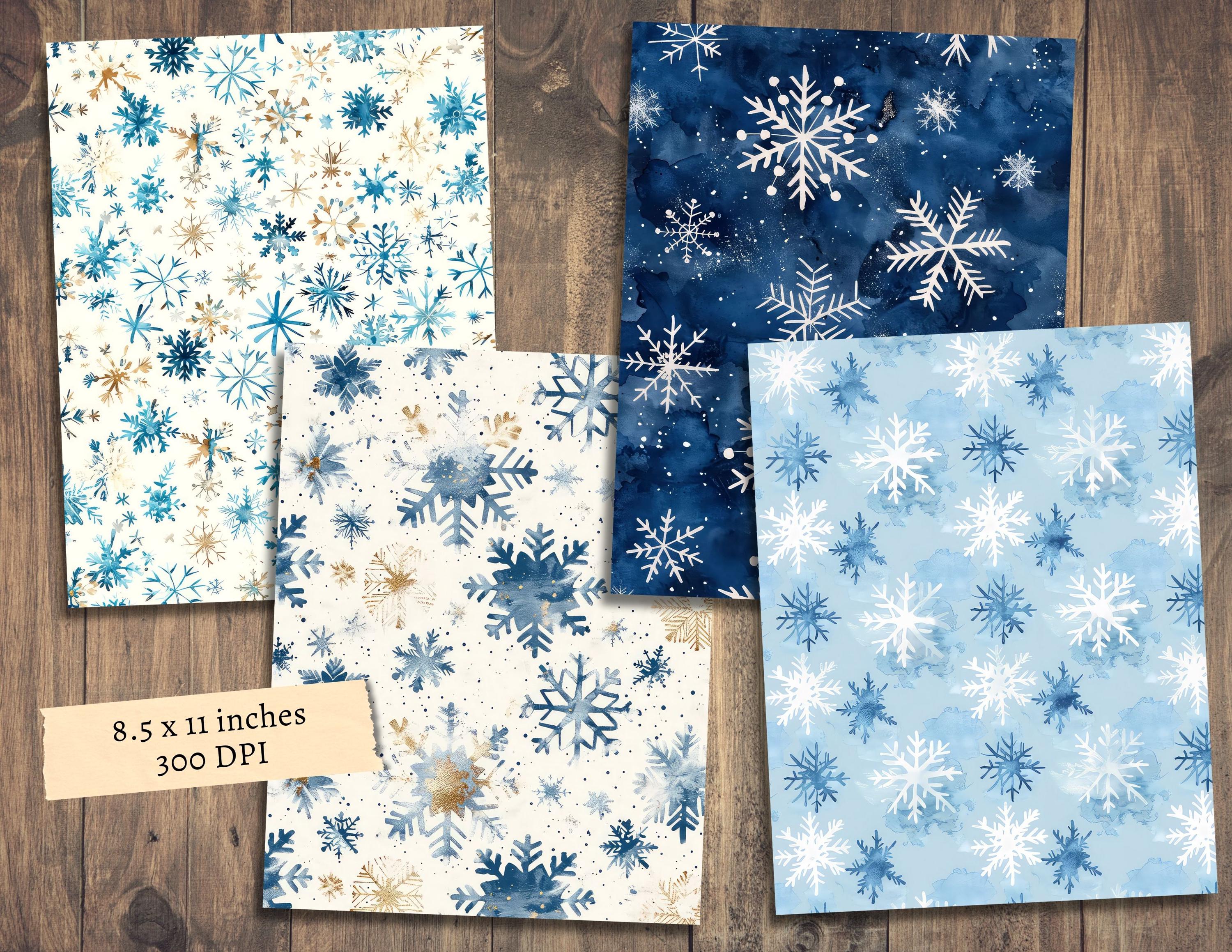 Snowflakes Digital Papers, Winter Snow Scrapbook Kit, Christmas ...