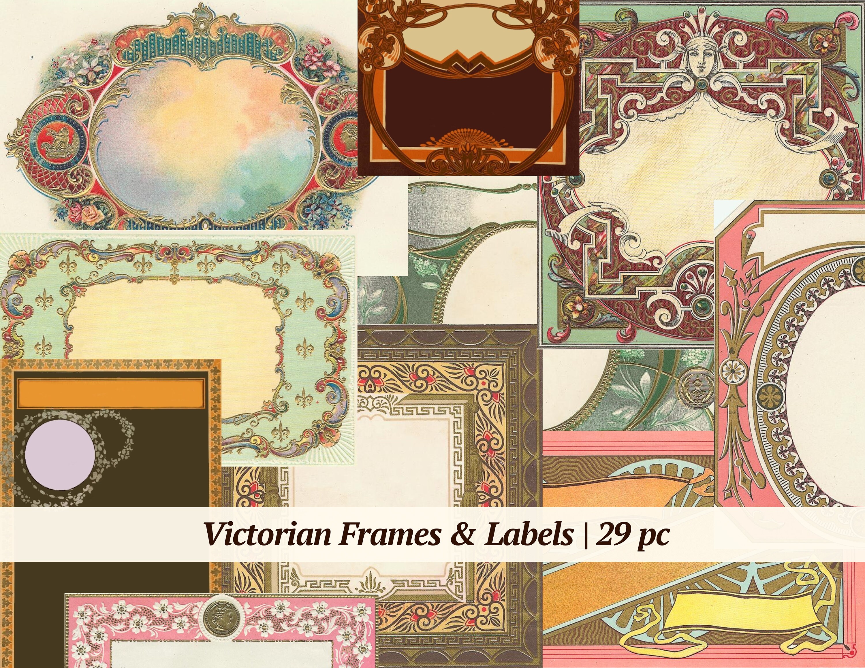 Victorian Frames & Labels 29 Pc Vintage Journaling - Etsy