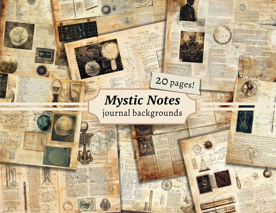 Mystic Notes Backgrounds, Junk Journal Pages, Digital Scrapbook Paper ...