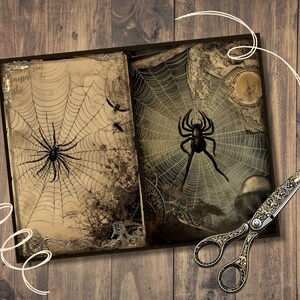 Spiderweb Junk Journal Pages, Digital Scrapbook Paper Kit, Creepy ...
