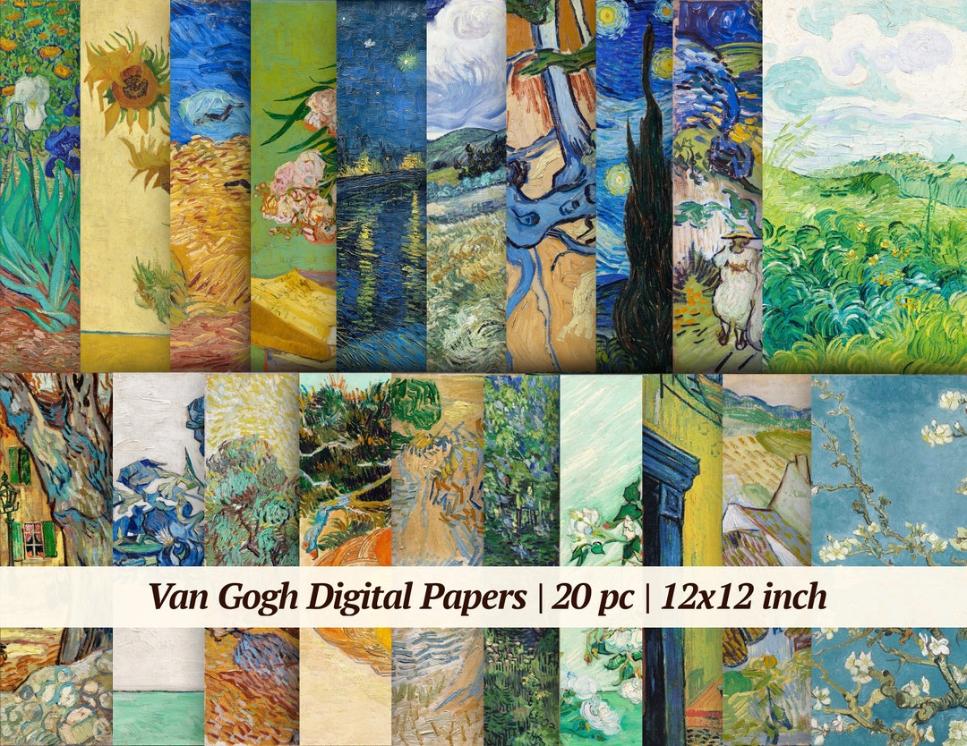 Vincent Van Gogh Digital Paper, Printable Backgrounds, Art Prints, Junk ...