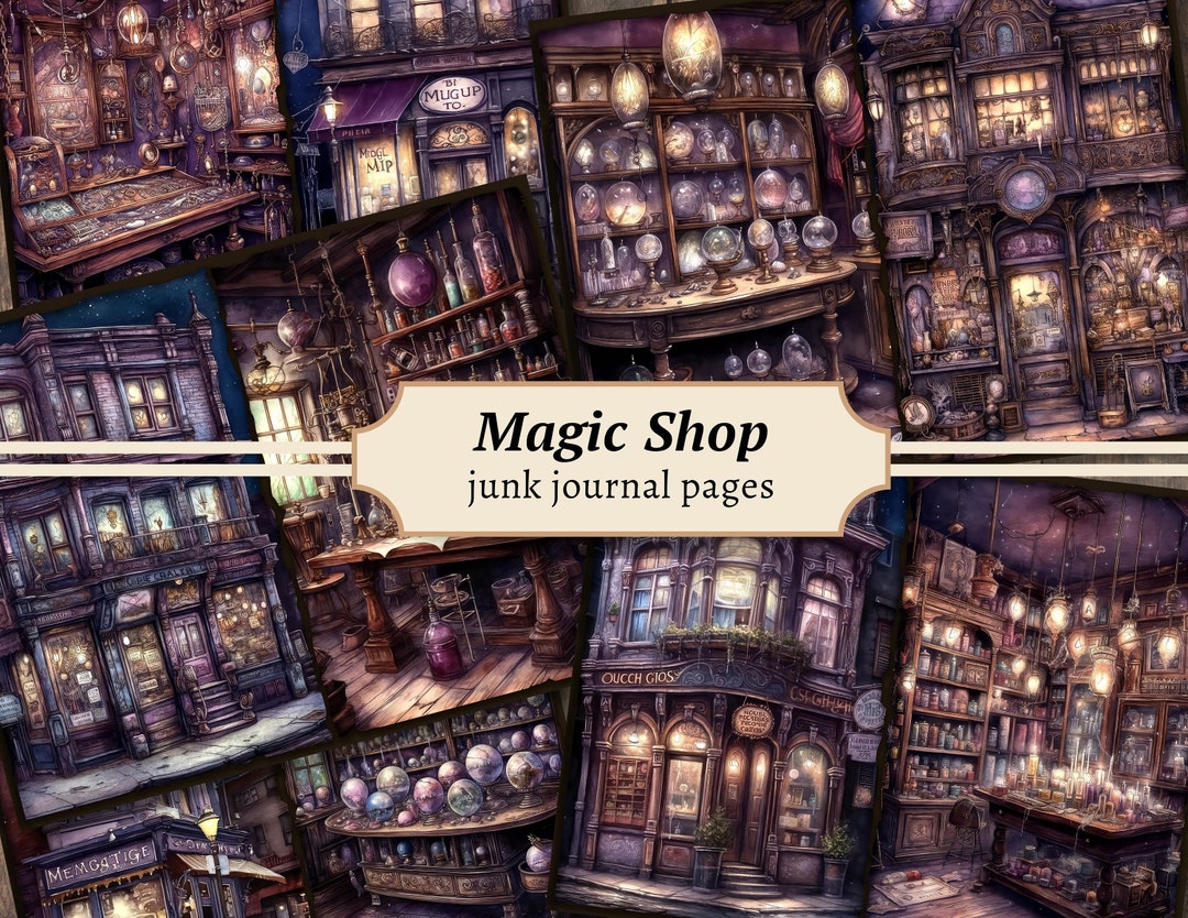 Magic Shop Junk Journal Pages, Digital Scrapbook Paper Kit, Mystic ...