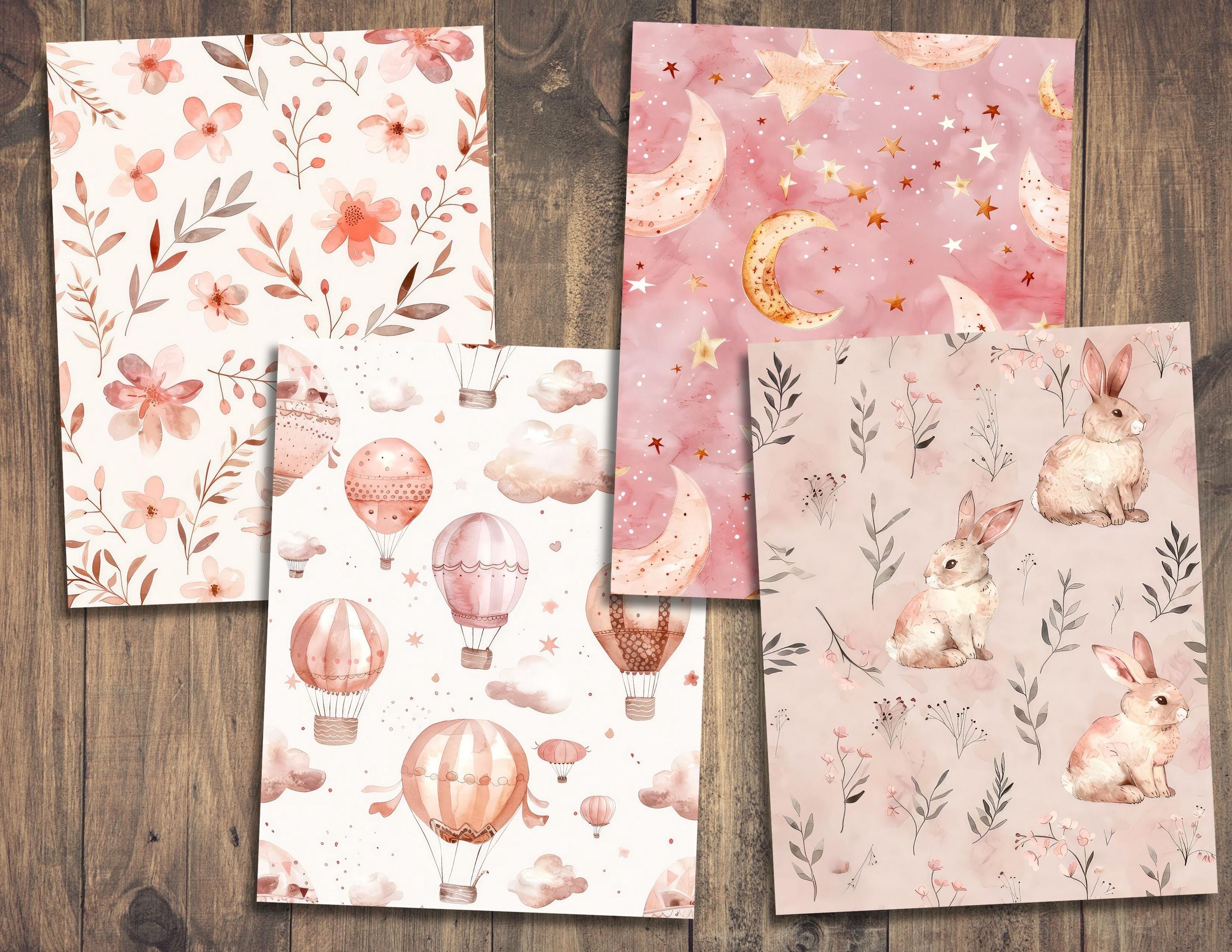 Baby Girl Digital Papers, Pastel Pink Scrapbook Kit, Boho Nursery ...