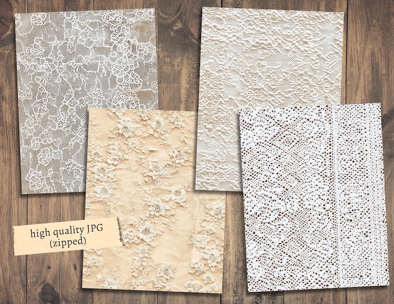 Lace Textures Digital Papers, Seamless Scrapbook Kit, Vintage Lace ...