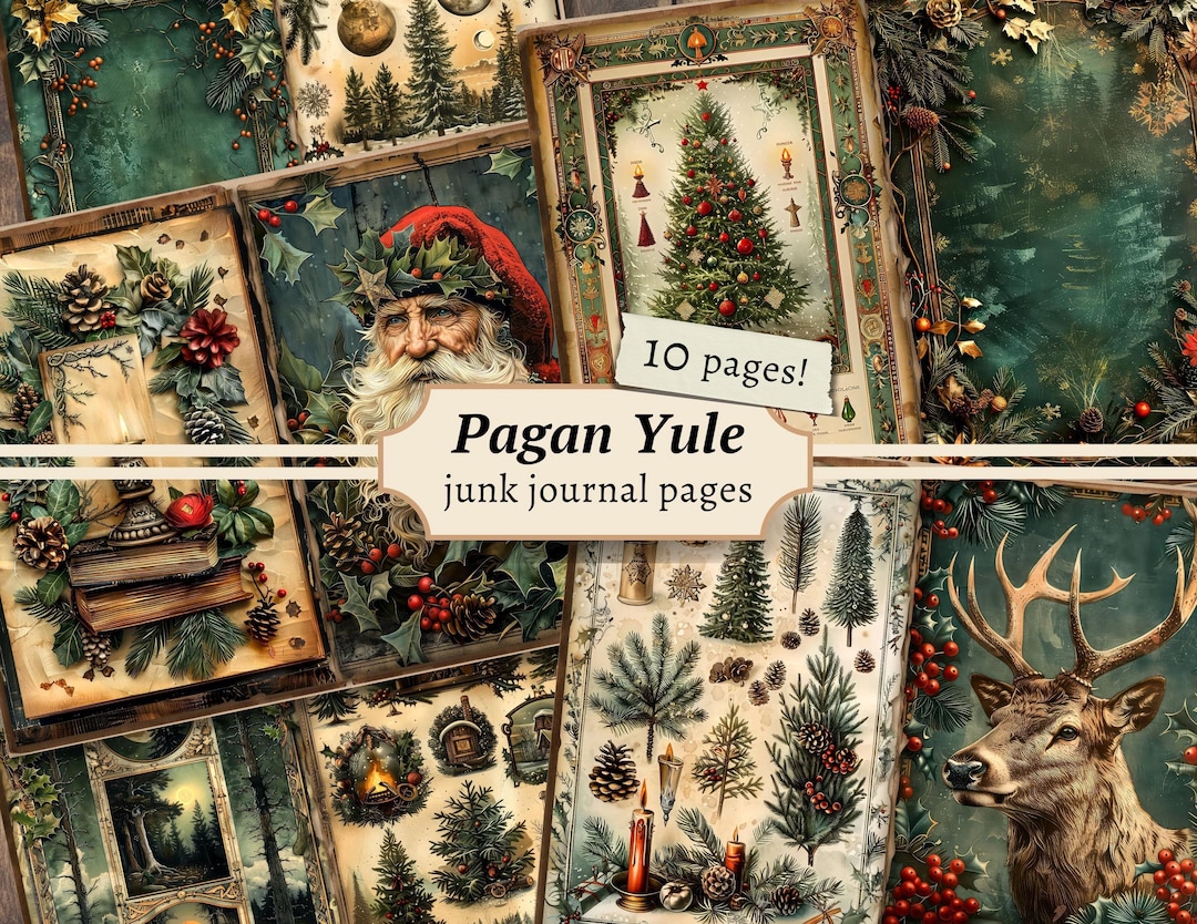 Pagan Yule Junk Journal Pages, Digital Scrapbook, Yuletide Paper Kit ...