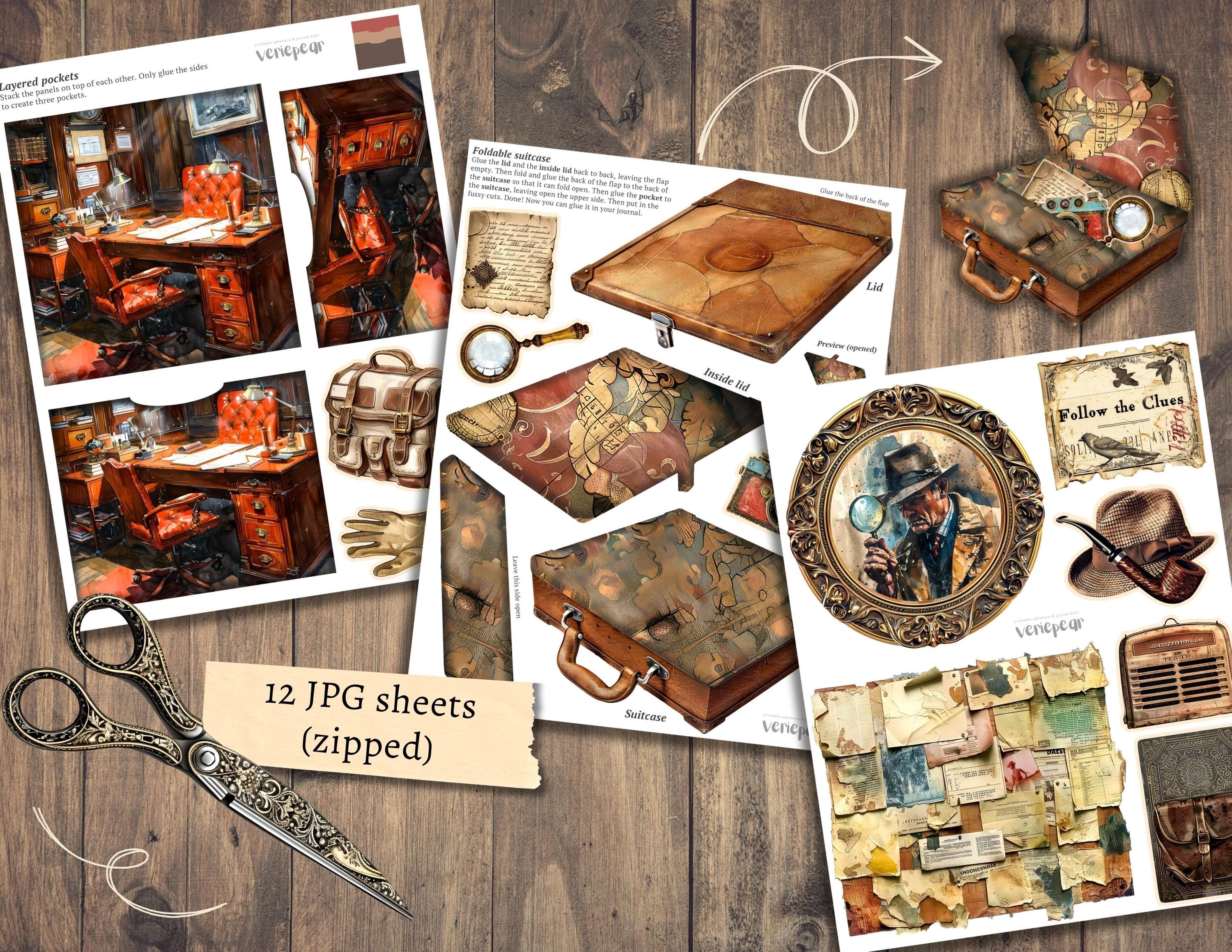Detective Add on Junk Journal Kit, Digital Scrapbook Paper, Mystery ...