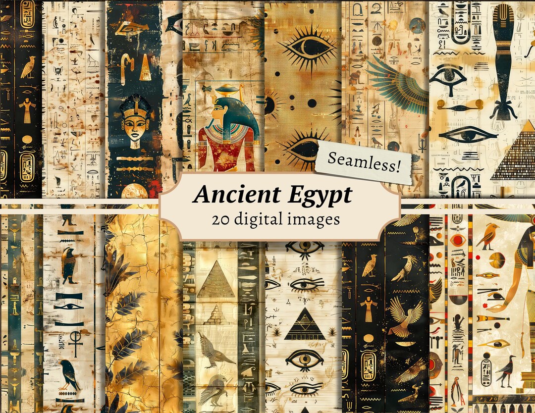 Ancient Egypt Seamless Digital Papers, Scrapbook Background Kit ...