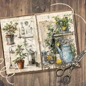 Book of Gardening Junk Journal Pages, Digital Scrapbook Paper Kit ...