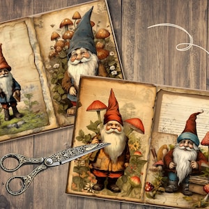 Gnomes Junk Journal Pages, Digital Scrapbook Paper Kit, Woodland ...