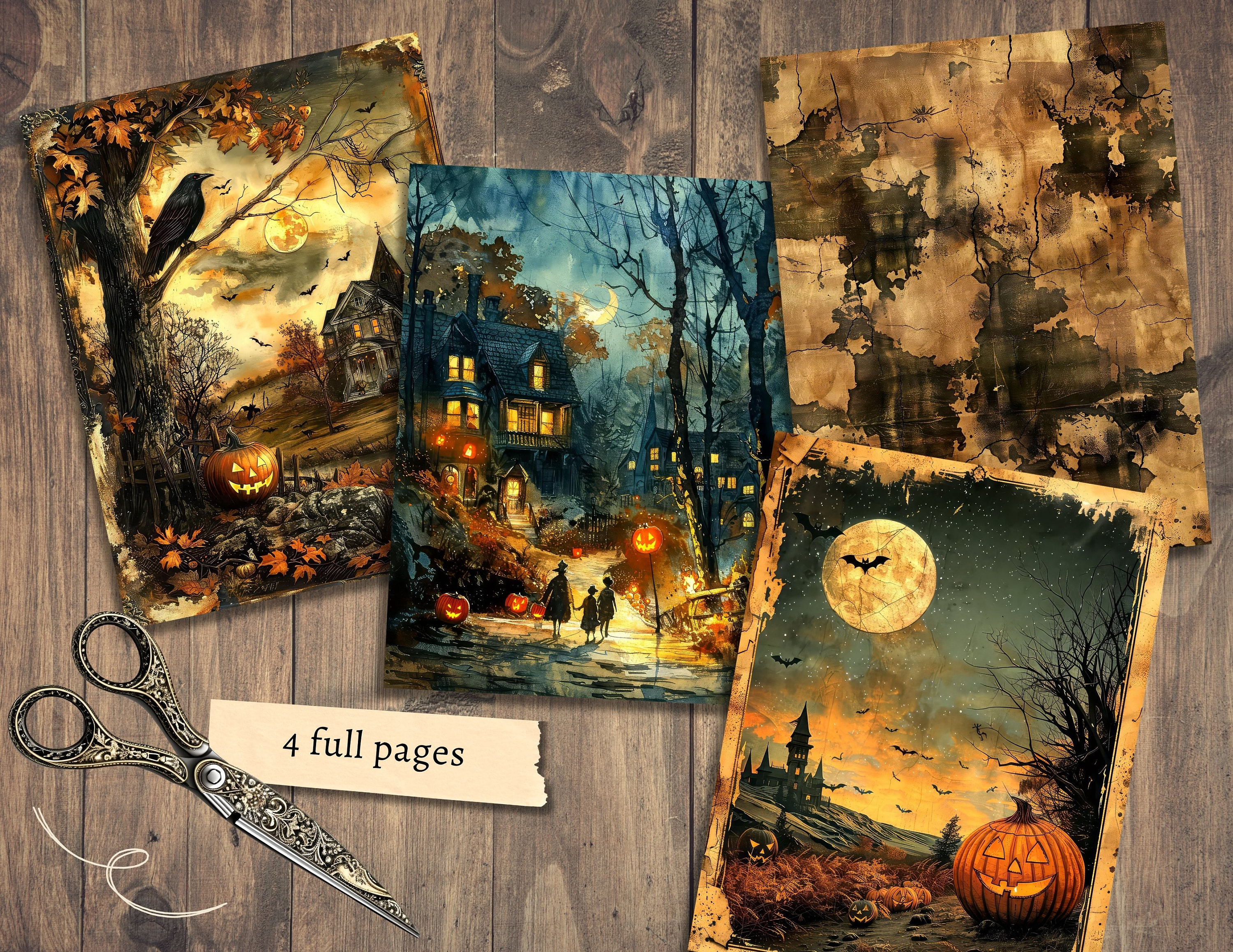 Halloween Junk Journal Kit, Digital Scrapbook Paper, Creepy Printable ...