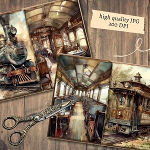Vintage Train Junk Journal Pages, Digital Scrapbook Paper Kit ...