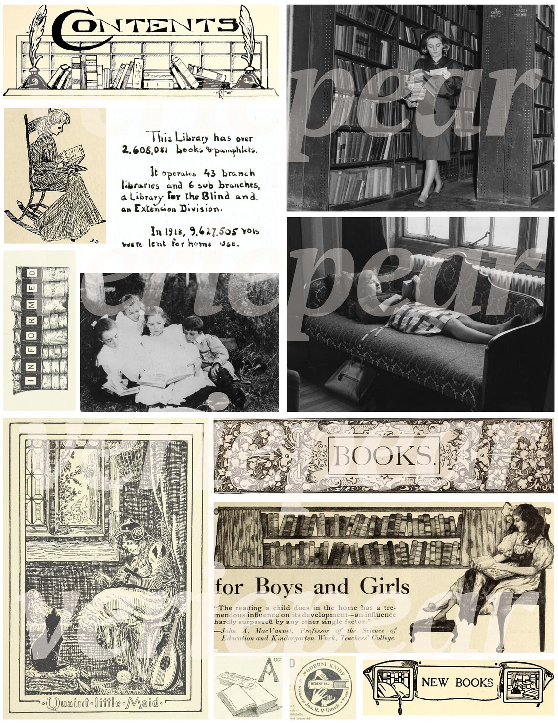 Vintage Book Ephemera 65 Pc Digital Library Junk Journal - Etsy