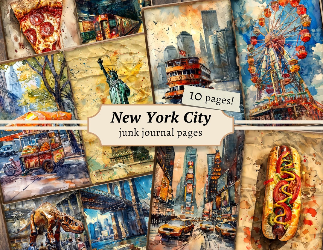 New York City Junk Journal Pages, Digital Scrapbook Paper, America ...