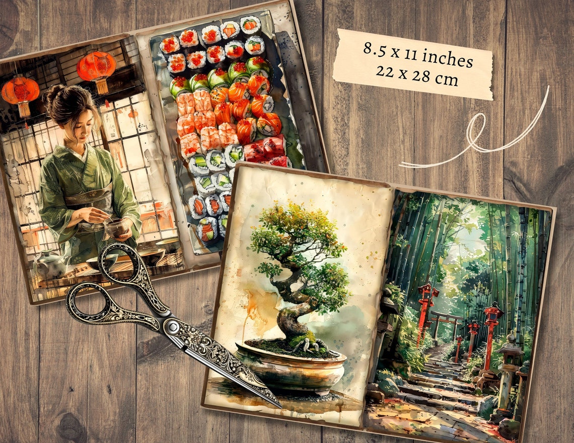 Japan Junk Journal Pages, Digital Scrapbook Paper, Tokyo Printable ...