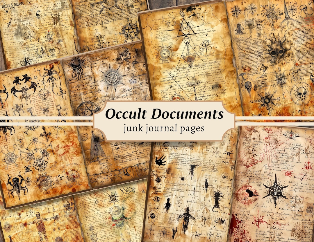 Occult Documents Junk Journal Pages, Digital Scrapbook Paper Kit ...