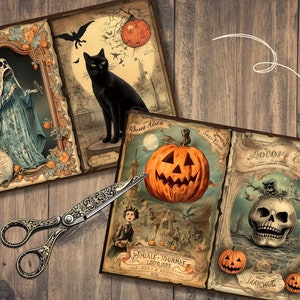Halloween Junk Journal Pages, Digital Scrapbook Paper Kit, Spooky ...