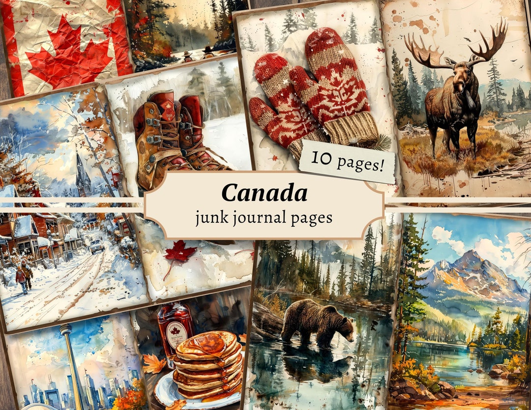 Canada Junk Journal Pages, Digital Scrapbook Paper, Canadiana Printable ...