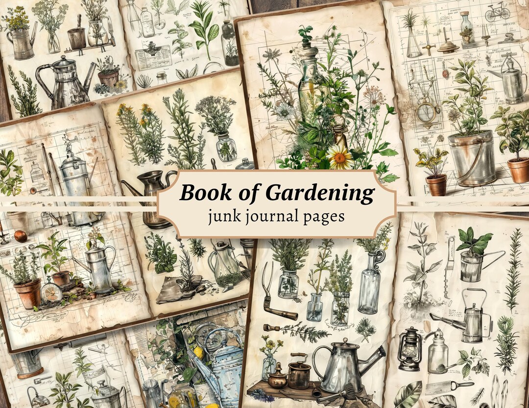 Book of Gardening Junk Journal Pages, Digital Scrapbook Paper Kit ...