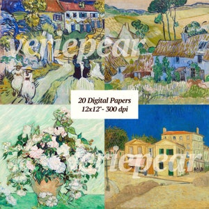 Vincent Van Gogh Digital Paper, Printable Backgrounds, Art Prints, Junk ...