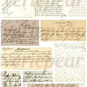 Old Handwritten Notes | Printable Ephemera | Vintage Letters | Antique ...