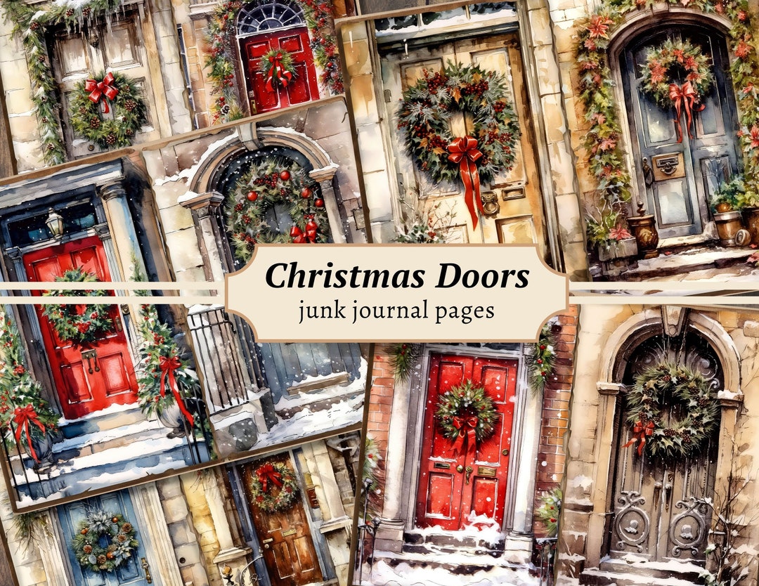 Christmas Doors Junk Journal Pages, Digital Scrapbook Paper Kit ...