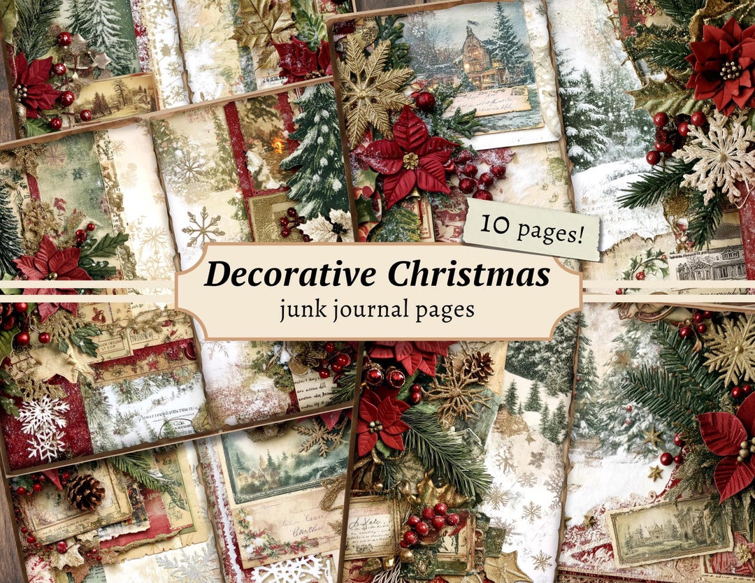 Christmas Junk Journal Pages, Digital Festive Scrapbook, Decorative ...