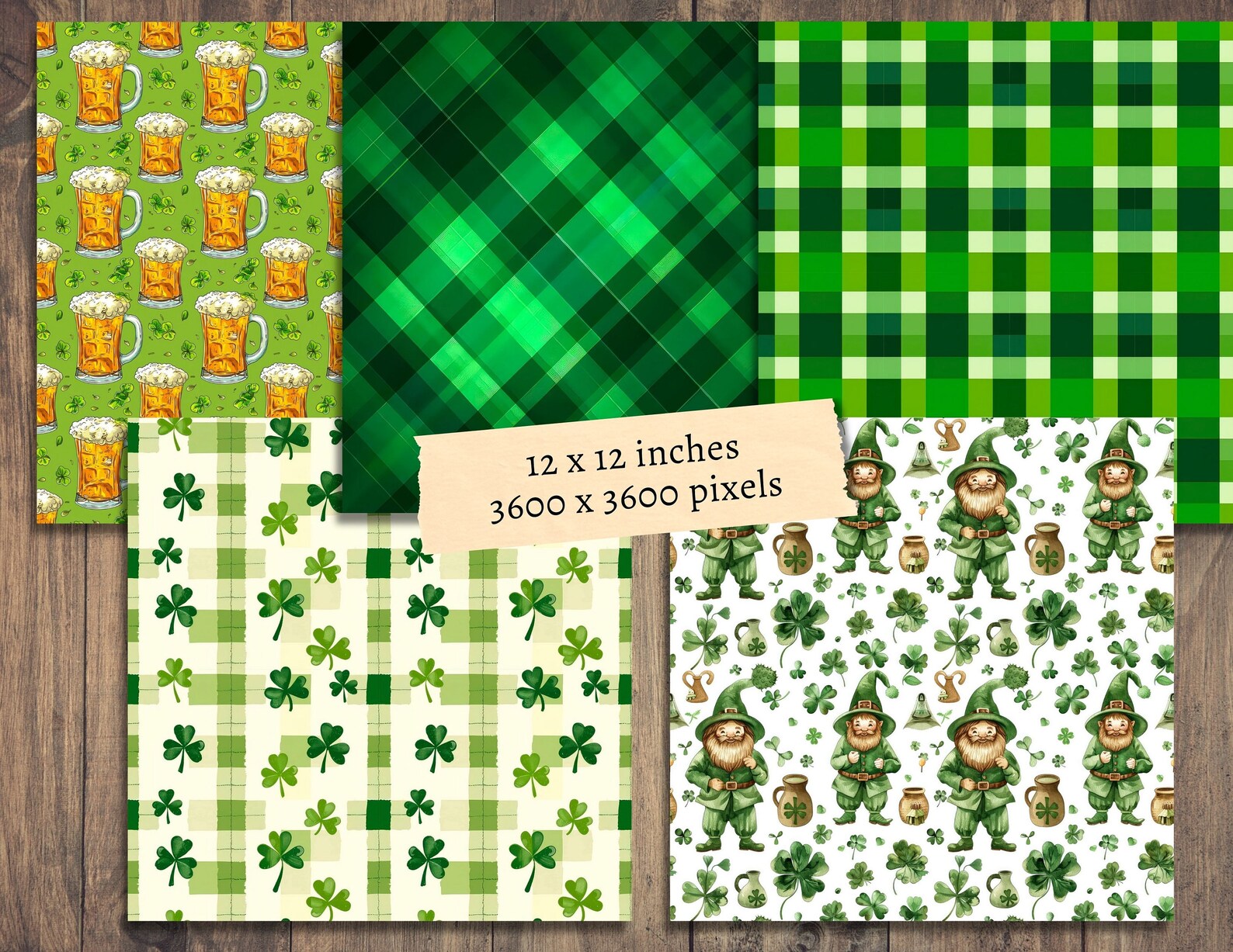St. Patrick's Day Digital Papers, Four Leaf Clover Junk Journal Pages ...