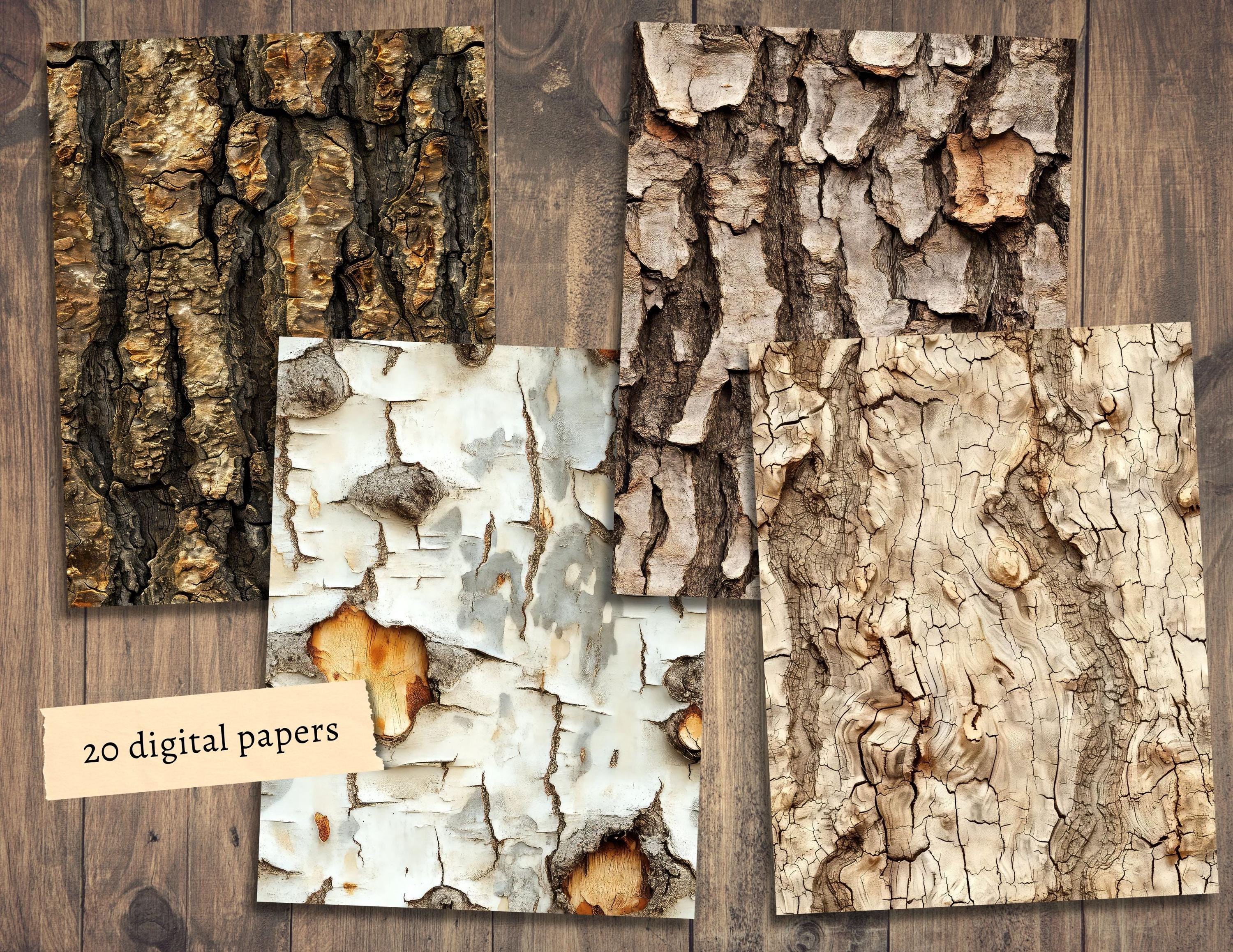 Tree Bark Textures Digital Papers, Scrapbook Kit, Rustic Wooden ...