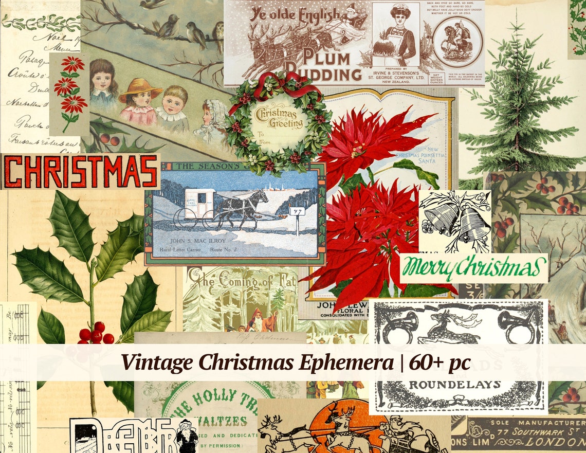Vintage Christmas Ephemera 60 Pc Xmas Junk Journal - Etsy