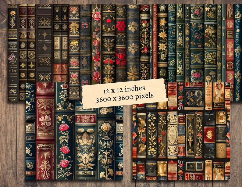 Victorian Books Seamless Digital Papers, Reading Scrapbook Background ...