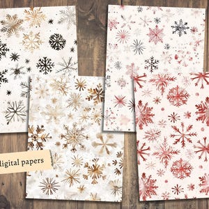 Snowflakes Digital Papers, Winter Snow Scrapbook Kit, Christmas ...
