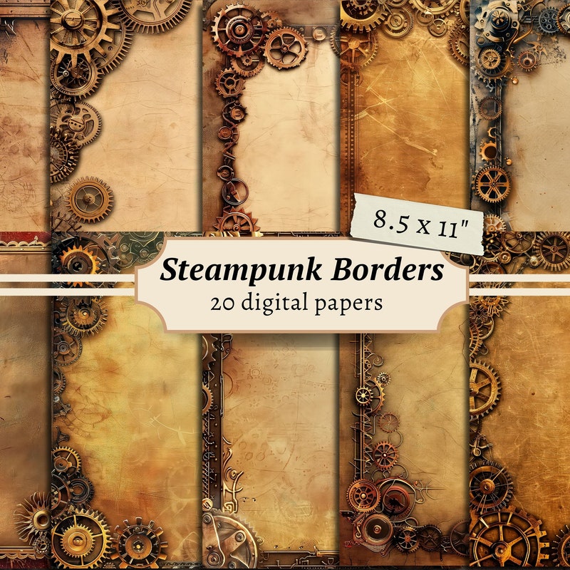 Steampunk Border and Frame Clipart - Etsy UK