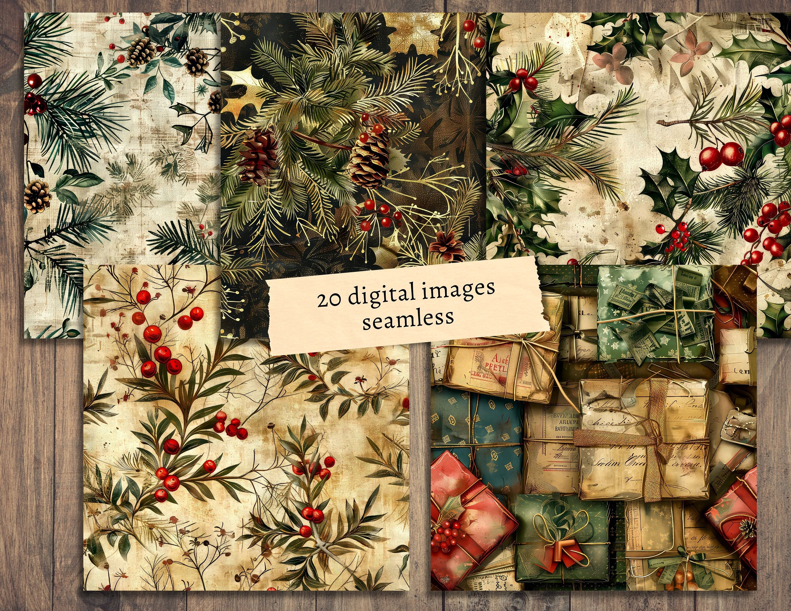 Christmas Digital Papers, Scrapbook Backgrounds, Winter Holidays ...