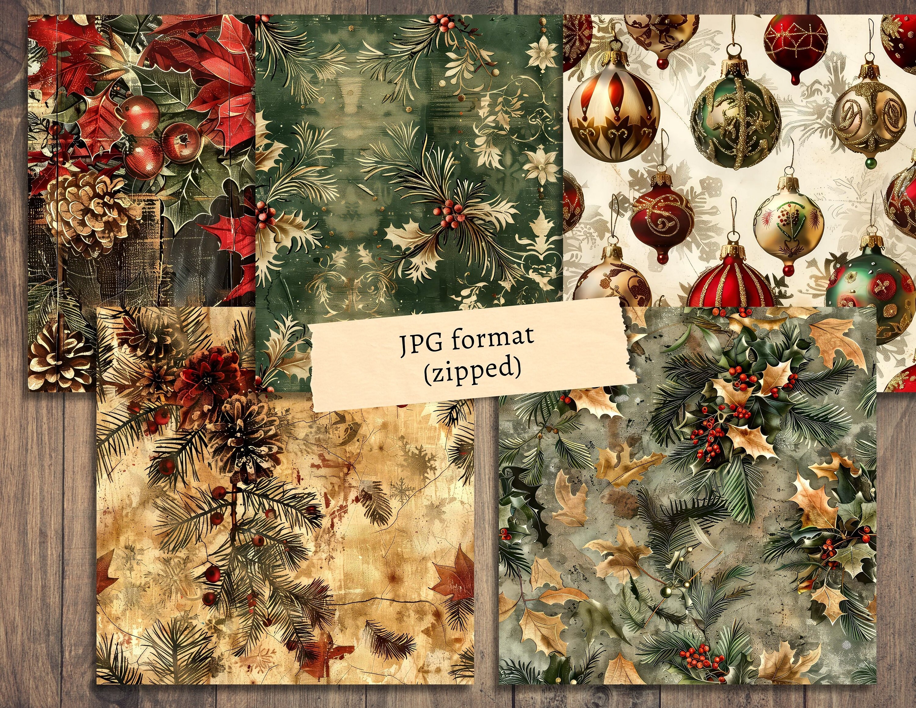 Christmas Digital Papers, Scrapbook Backgrounds, Winter Holidays ...