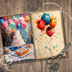 Birthday Junk Journal Pages, Digital Scrapbook Paper Kit, Birthday ...