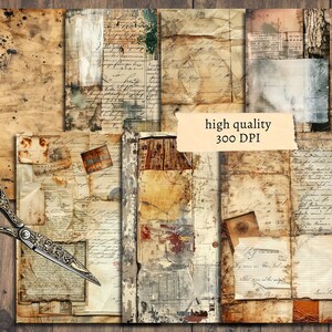 Grunge Neutrals Junk Journal Pages, Digital Scrapbook Kit, Distressed ...