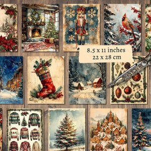 Christmas Junk Journal Pages, Digital Scrapbook Paper Kit, Holiday ...