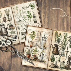 Book of Gardening Junk Journal Pages, Digital Scrapbook Paper Kit ...