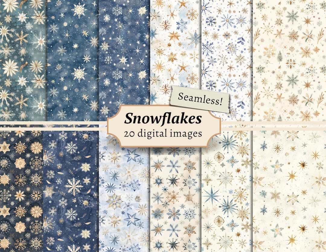 Snowflakes Digital Papers, Winter Snow Scrapbook Background, Christmas ...