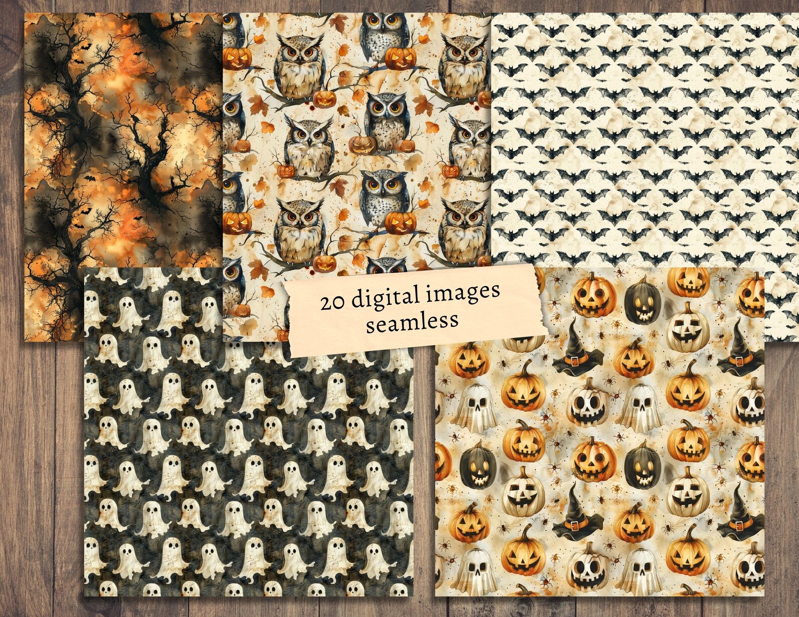 Vintage Halloween Digital Papers, Scrapbook Backgrounds, Spooky ...