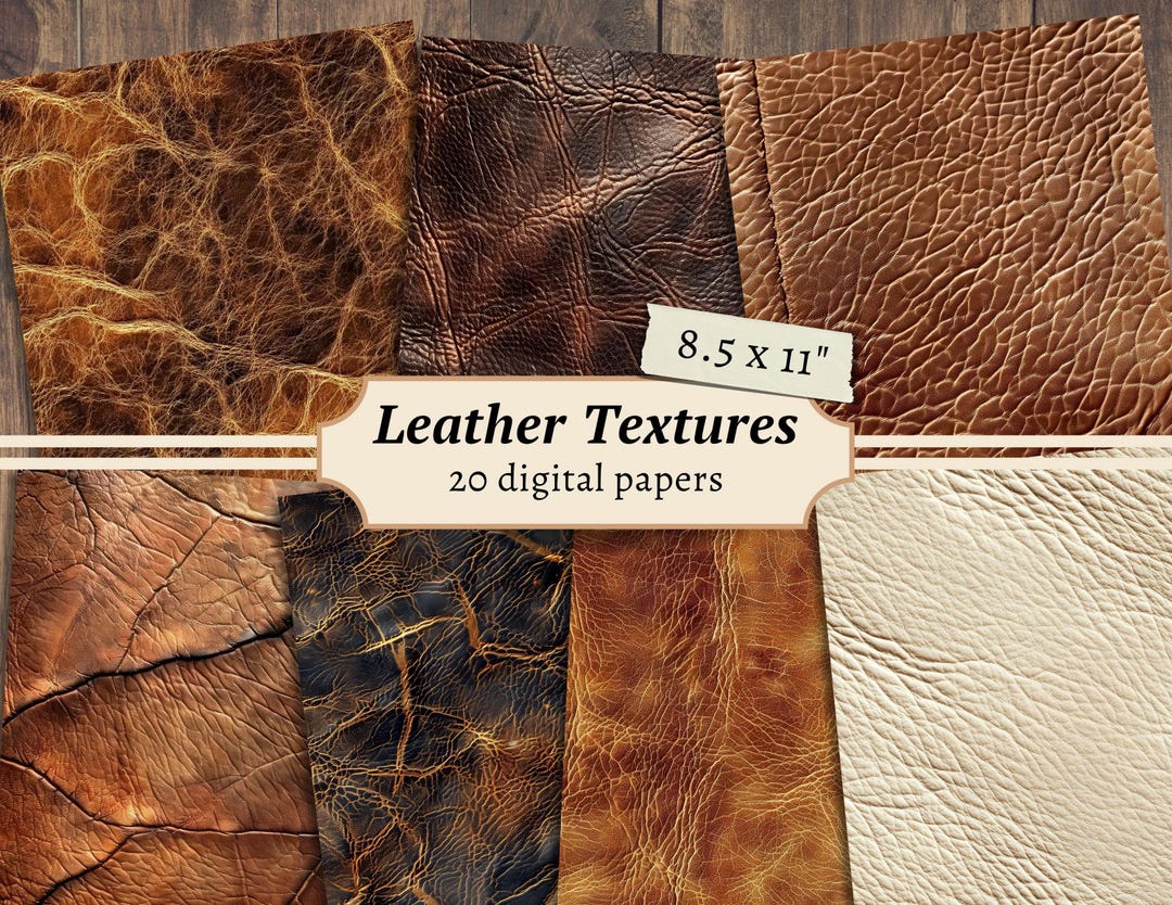 Leather Textures Digital Papers, Scrapbook Kit, Rustic Leather ...