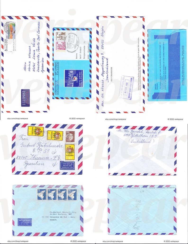 Vintage Airmail Envelopes Digikit 16x Printable Air Mail - Etsy