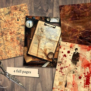 Detective Junk Journal Kit, Digital Scrapbook Paper, Mystery Case File ...